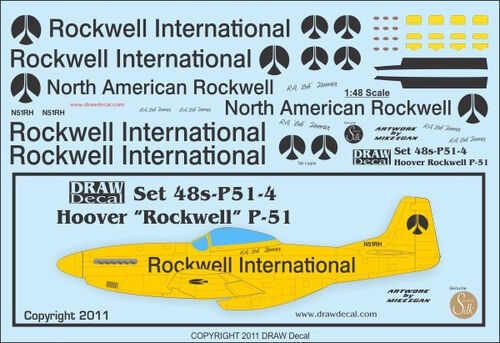 Draw Decal 48-P51-04 North American P-51 D - Bob Hoover "Rockwell"
