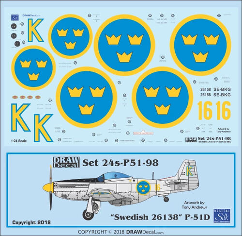 Draw Decal 24-P51-98 North American P-51 D - "Swedish 26158"