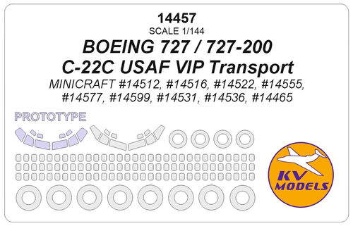 KV Models 14457 Boeing 727 / 727-200 / C-22C USAF VIP Transport And Wheels Masks