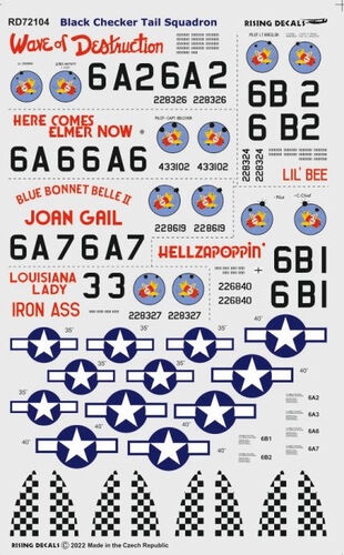 Rising Decals RD72104 Black Checker Tail Squadron - P47 D (6 schemes)