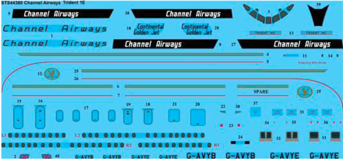 26 Decals STS44380 Channel Airways Trident 1E
