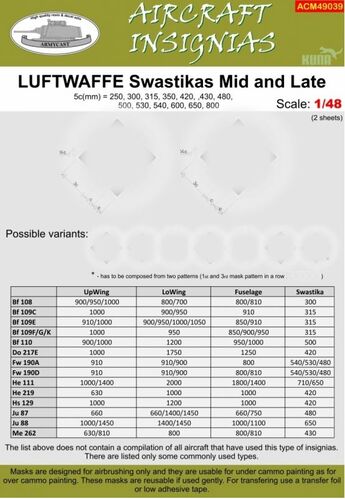 Armycast ACM49039 Lufwaffe Swastikas Mid and Late