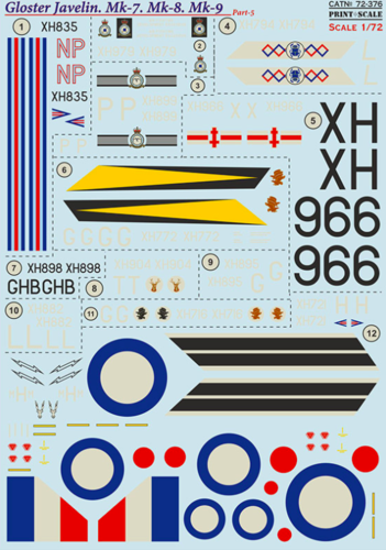 Print Scale 72-376 Gloster Javelin. Part 5 In the complete set 2 sheets