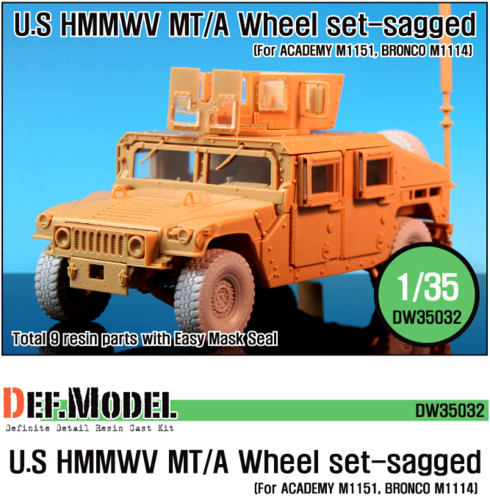 DISCONTINUED DEF Model DW35032 HMMWV BFGR Sagged wheel set(for Academy 1/35 M1151, Bronco M1114 kit)