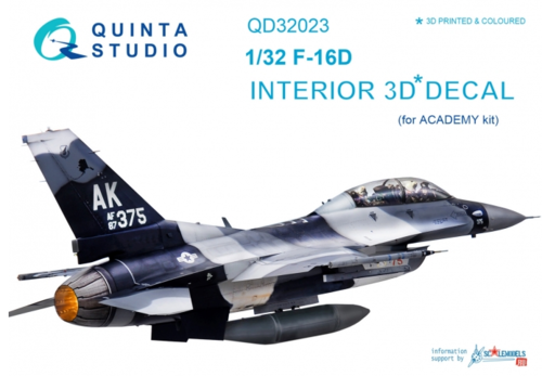 Quinta Studio QD32023 F-16D 3D-Printed & coloured Interior on decal paper