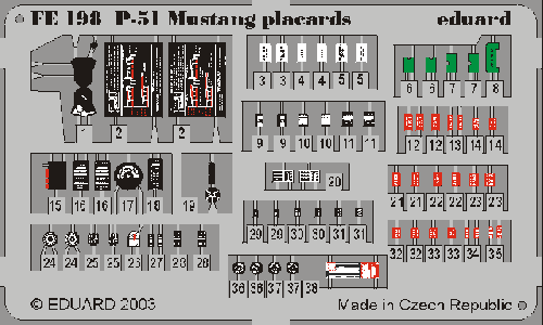Eduard FE198 P-51 placards