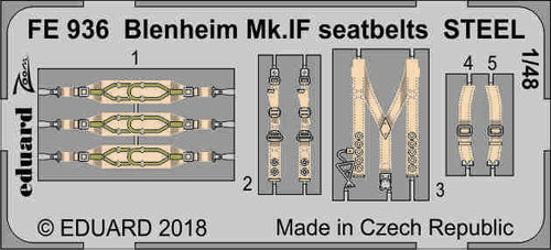 Eduard FE936 Blenheim Mk.IF seatbelts STEEL AIRFIX