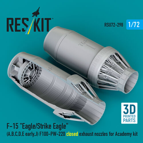RES/KIT U72-0298 F‑15 A, B, C, D, E early, J Eagle / Strike Eagle - 3D-Printed F100-PW-220 CLOSED Exhaust Nozzles (for Academy Kits)