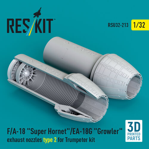 RES/KIT U32-0213 Boeing F/A-18 E/F Super Hornet & EA-18 G Growler - 3D-Printed Exhaust Nozzles Type 2 (for Trumpeter Kits(