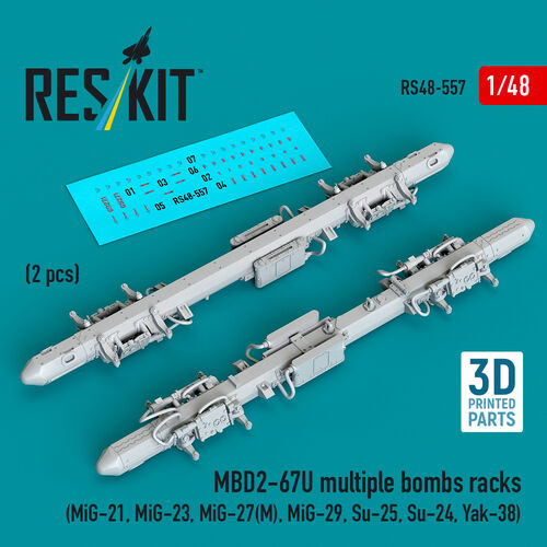 RES/KIT 48-0557 MBD2-U6-67U Multiple Bombs Racks (2 pcs / 3D Printed)