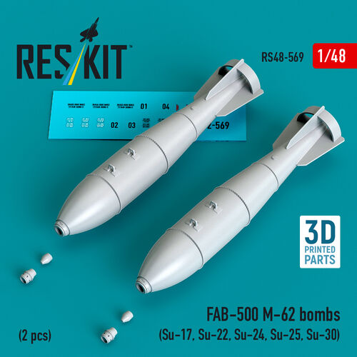 RES/KIT 48-0569 FAB-500 M-62 Bombs (2 pcs / 3D Printed)