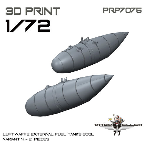 77propeller 7075 Luftwaffe External Fuel Tanks 300l Variant 4 (2 pcs / 3D-Printed)