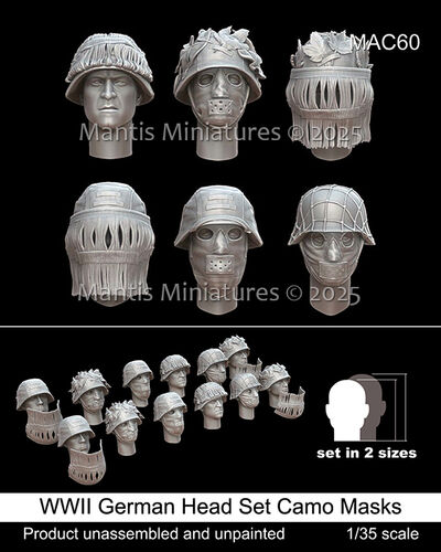 Mantis Miniatures MAC60 WWII German Head Set Masks