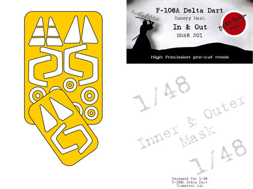 DEAD Design Models NM48301 Convair F-106 A Delta Dart - Canopy Frame Paint Mask inside and outside (for Trumpeter kits)
