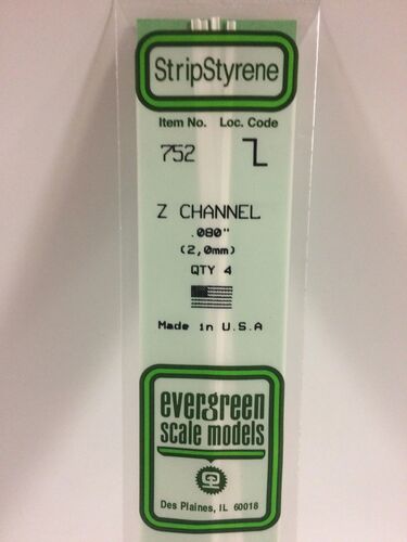 Evergreen 00752 Polystyrene "Z" Channels 2,0 mm (35 cm) (1 pc)