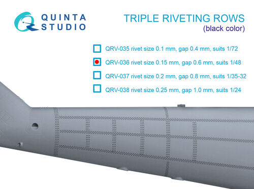 Quinta Studio QRV036 Triple riveting rows (rivet size 0.15 mm, gap 0.6 mm)