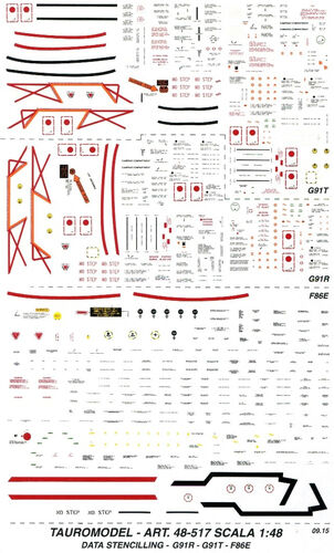 TAURO MODEL 48-517 G-91 R / G-91 T and F-86 in AMI Service Data Stencillings