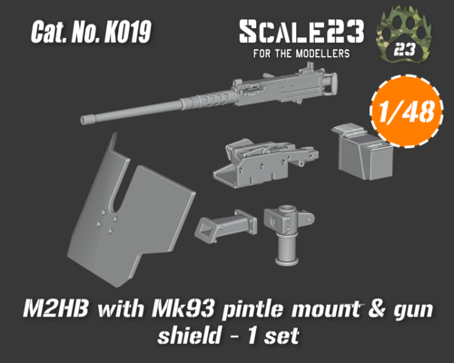 Scale23 48-K019 M2HB with Mk93 pintle mount & gun shield - 1 set