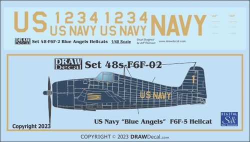 Draw Decal 48-F6F-02 Grumman F6F-5 Hellcat - Blue Angels