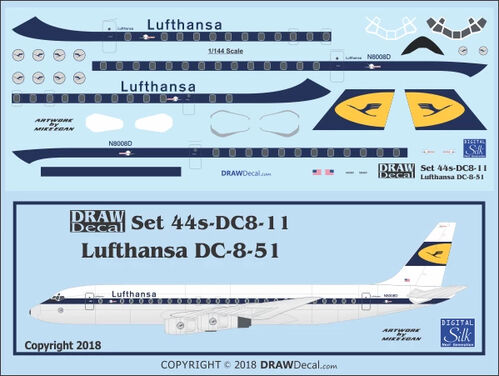 Draw Decal 44-DC8-11 Douglas DC-8-51 - Lufthansa