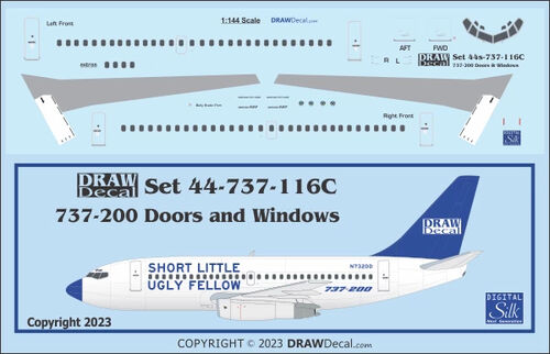Draw Decal 44-737-116C Boeing 737-200 - Doors and Windows w/ Coroguard