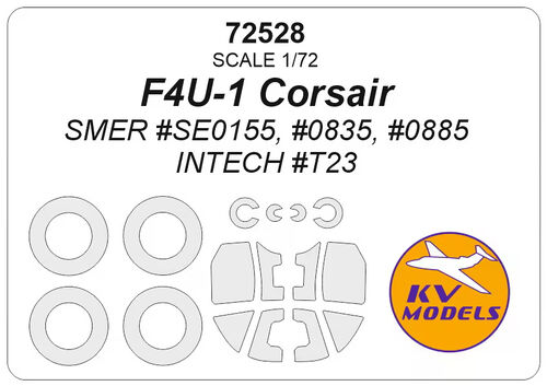 KV Models 72528 Vought F4U-1 Corsair - canopy and wheels masks (for Smer and Intech kits)