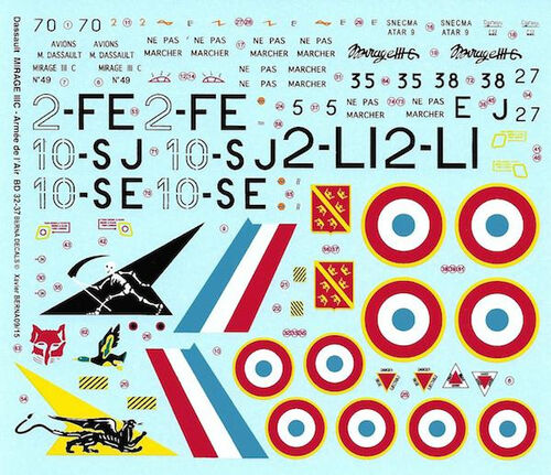 DISCONTINUED Berna Decals 32037 Dassault Mirage III C Decals