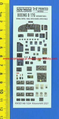 Kits World 3D1481024 Boeing B-17 G Flying Fortress 3D Cockpit instrument panel decals (for Hong Kong Models, Monogram and Revell kits)