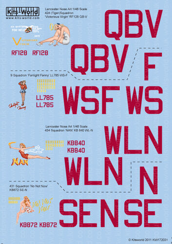 Kits World 172031 Avro Lancaster B.I/III 'B' ('Victorious Virgin' and others)