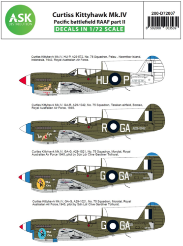 Art Scale Kit D72007 Curtiss Kittyhawk Mk.IV Pacific battlefield RAAF part II