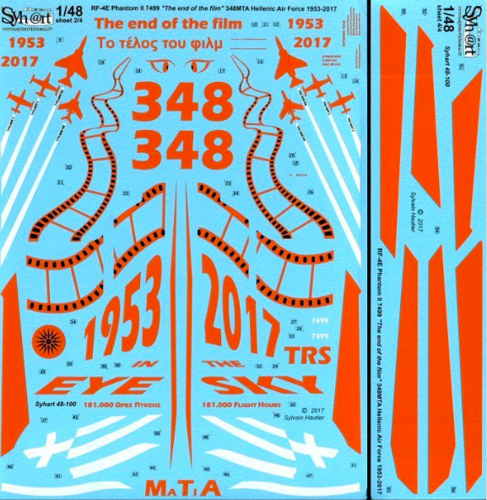 Syhart Decal 48-100 RF-4E Phantom II 7499 "The end of the Film" Hellenic AF 1953-2017