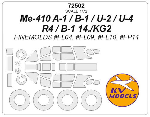 KV Models 72502 Me-410 A-1/B-1/U-2/U-4/R4 / B-1 14./KG2 (FineMolds #FL04, #FL09, #FL10, #FP14) + wheels masks