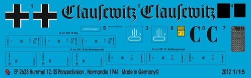 Peddinghaus-Decals 2628 Hummel 150 mm Hauwitzer Das Reich Clausewitz