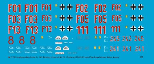 Peddinghaus-Decals 3762 Battlegroup Major Schulze 08.04.1945 Bückeburg, Pz. Lehr Abt 130, 1 Panther And 2 Sd Kfz 251 Aswell 6 Tiger Group Fehrmann