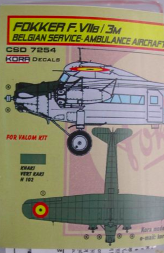 Kora Models CSD7254 Fokker F.VIIb/3m Belgian ambulance in East Africa