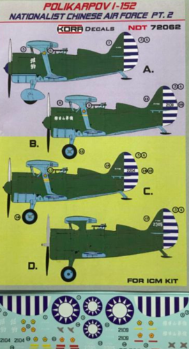 Kora Models NDT72062 Polikarpov I-152 Nationalist Chinese AF part II.