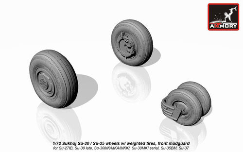 Armory Models Group AW72035 Sukhoj Su-30 / Su-35 wheels w/ weighted tires, front mudguard