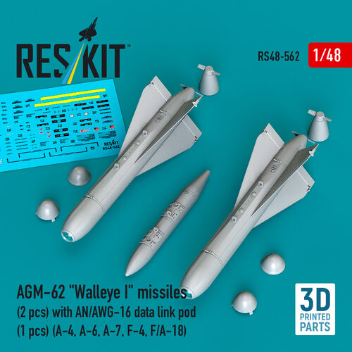 RES/KIT 48-0562 AGM-62 "Walleye I" Missiles (2 pcs) with AN/AWG-16 Data Link Pod (1 piece) - 3D Printed