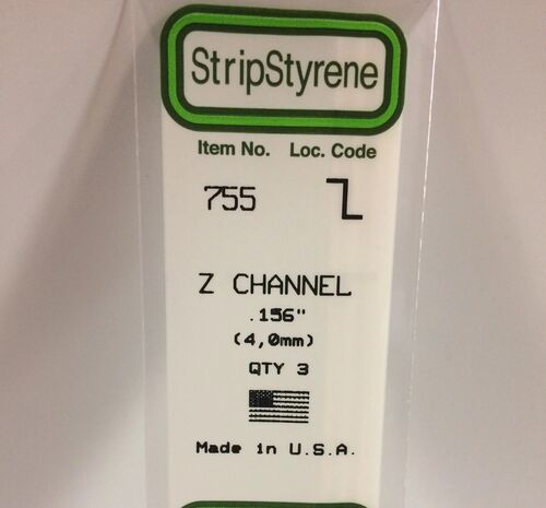 Evergreen 00755 Polystyrene "Z" Channels 4,0 mm (35 cm) (1 pc)
