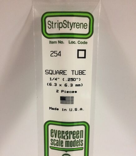Evergreen 00254 Polystyrene Square Tubes 6,30 mm (35 cm) (1 pcs)