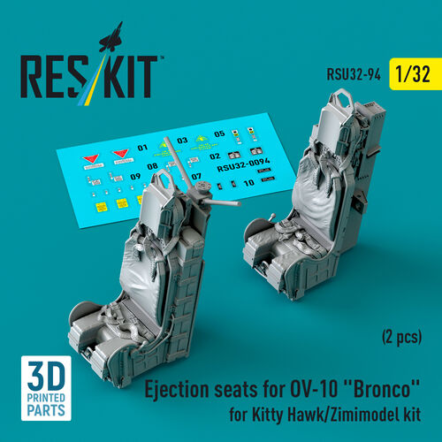 RES/KIT U32-0094 Ejection Seats For OV-10 'Bronco' (2pcs) For Kitty Hawk/Zimimodel Kit (3D Printed)
