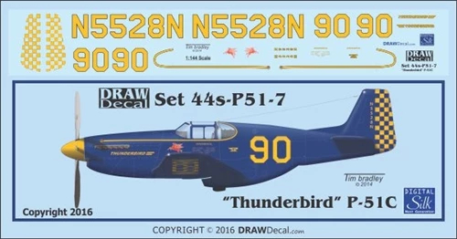 Draw Decal 44-P51-07 North American P-51 C - "Thunderbird" (Bendix 1948 and 1949)