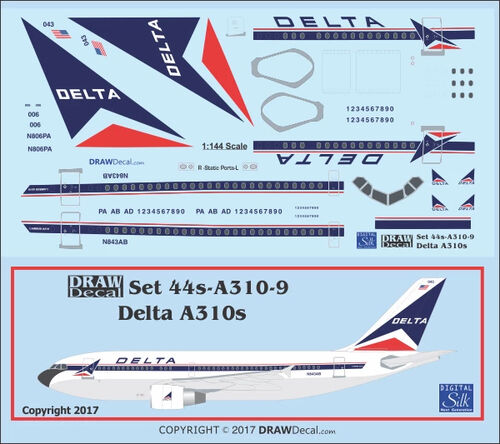 Draw Decal 44-A310-09 Airbus A310 - Delta Air Lines