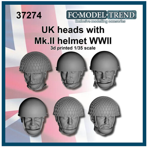 FC ModelTrend 37274 British WWII Airborne Heads with Mk.II Helmet (3D-printed)