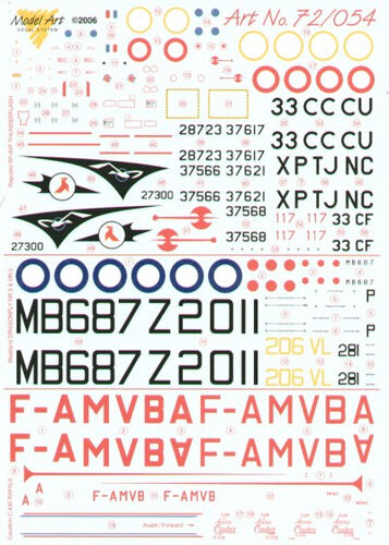 Model Art 72054 Fairey Firefly FR.1 / RF-84F / Caudron C.430 Decals Part 1