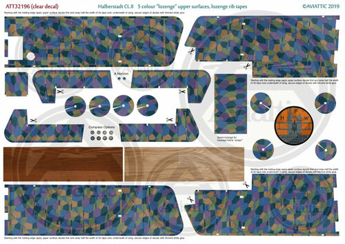 Aviattic ATT32196 Halberstadt CL.II - 5 colour 'lozenge' upper surfaces with lozenge rib tapes (clear decal paper)