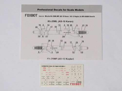 FOXBOT 48-078 Stencils For Missile Kh-25ML/MP (AS-10 Karen / AS-12 Kegler) And APU-68UM