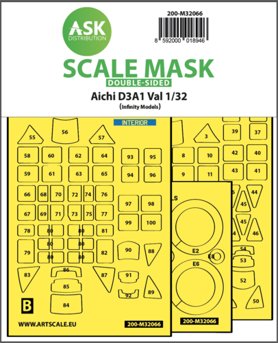 Art Scale Kit M32066 Aichi D3A1 Val Double-Sided Express Self Adhesive Mask For Infinity 3206