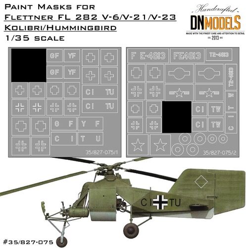 DN Models 35-827-075 Flettner Fl 282 V-6, -21, -23 Kolibri Insignia And Wheels Paint Masks For MiniArt Kits