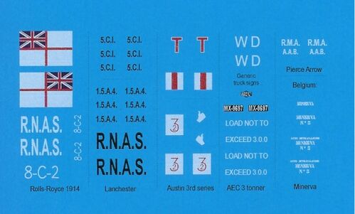 Black Lion Decals 72028 British and Belgian Armoured Cars and Trucks - World War I